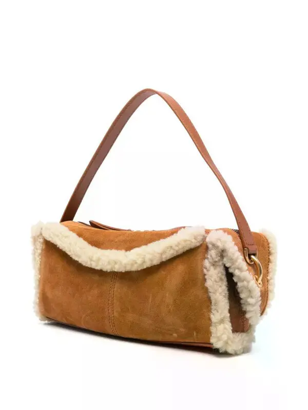Balmain Pulse Shearling-trim Suede Shoulder Bag