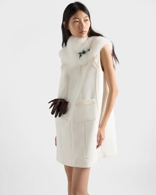Prada Embroidered Natté Fabric Mini-dress