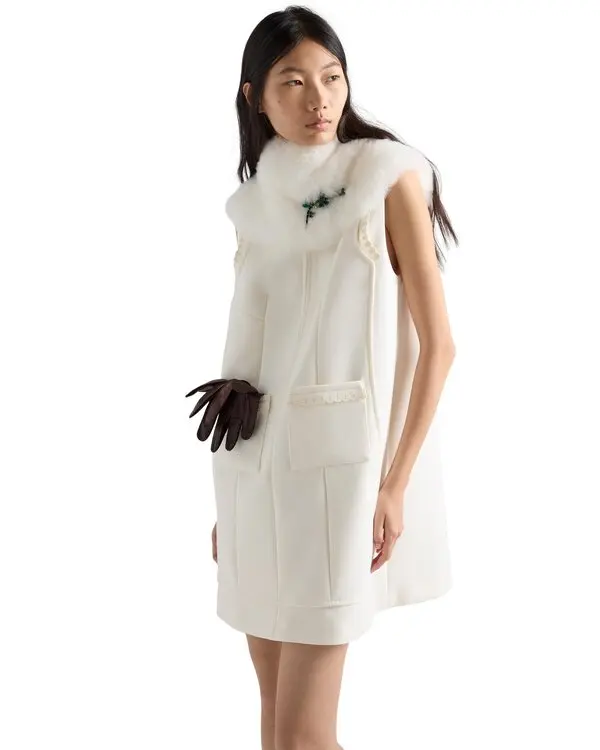 Prada Embroidered Natté Fabric Mini-dress