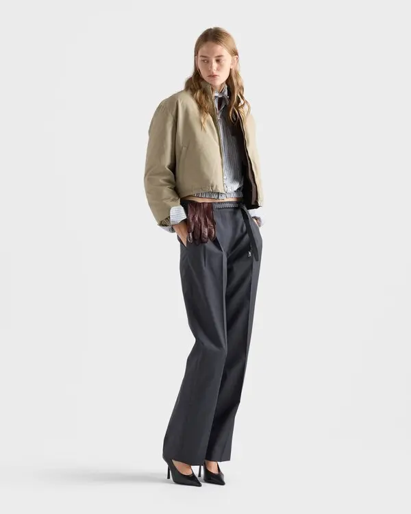 Prada Cropped Technical Poplin Down Jacket