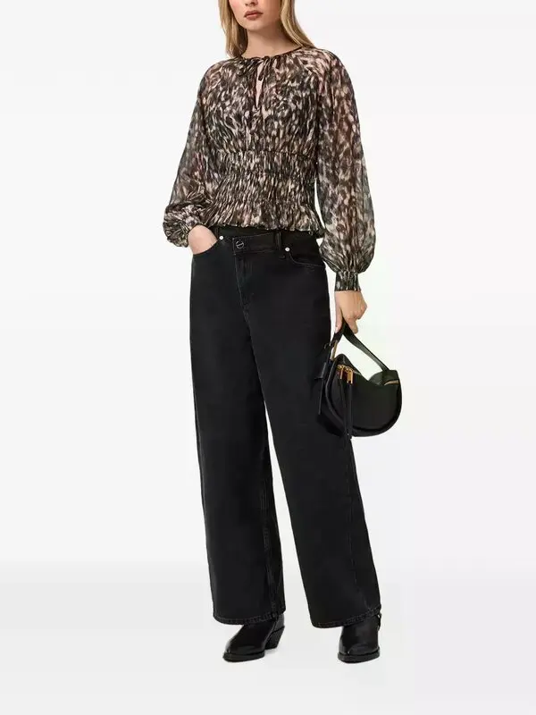 ALLSAINTS Cern Leopard-print Shirred Blouse