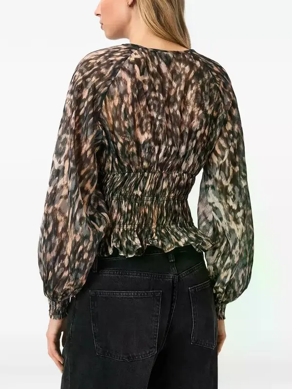 ALLSAINTS Cern Leopard-print Shirred Blouse