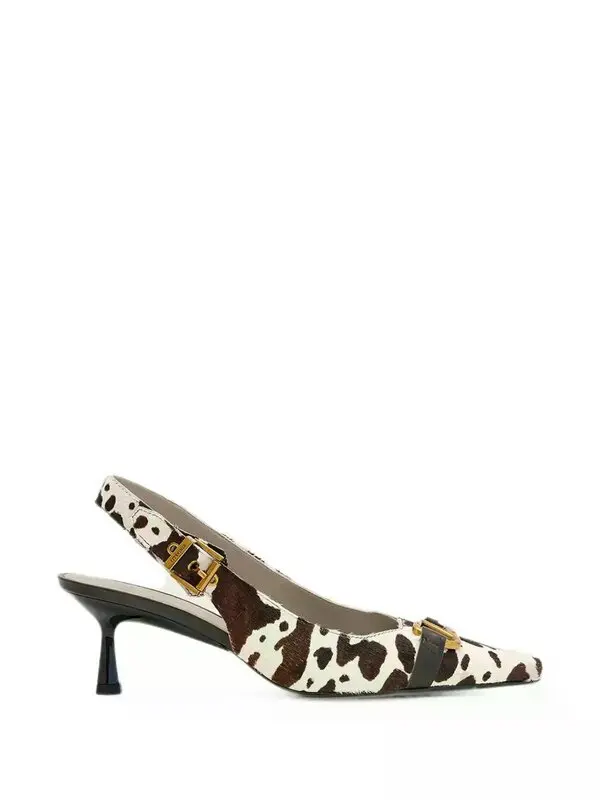 ALLSAINTS Hera Cow-print Buckled Slingback Pumps