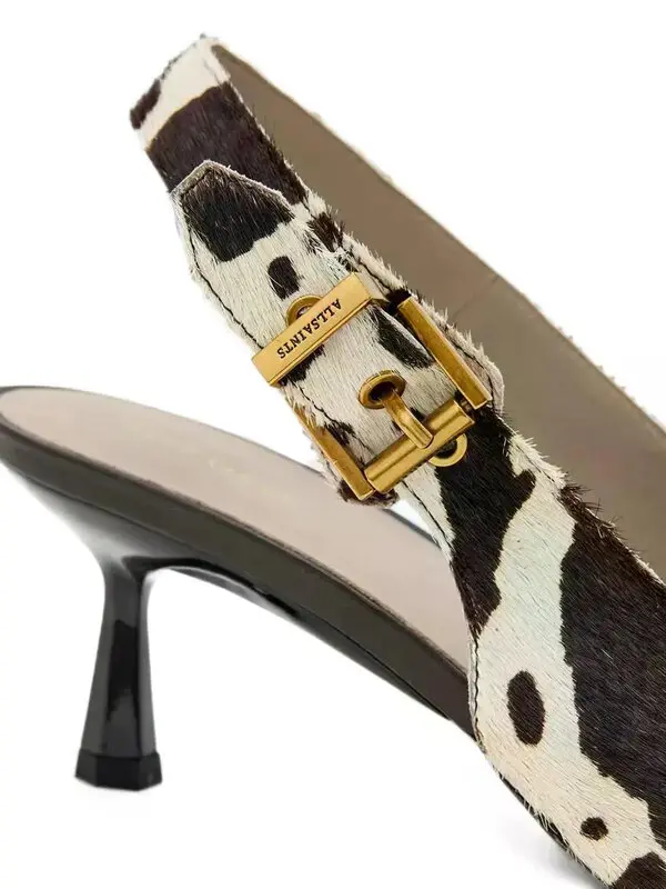 ALLSAINTS Hera Cow-print Buckled Slingback Pumps