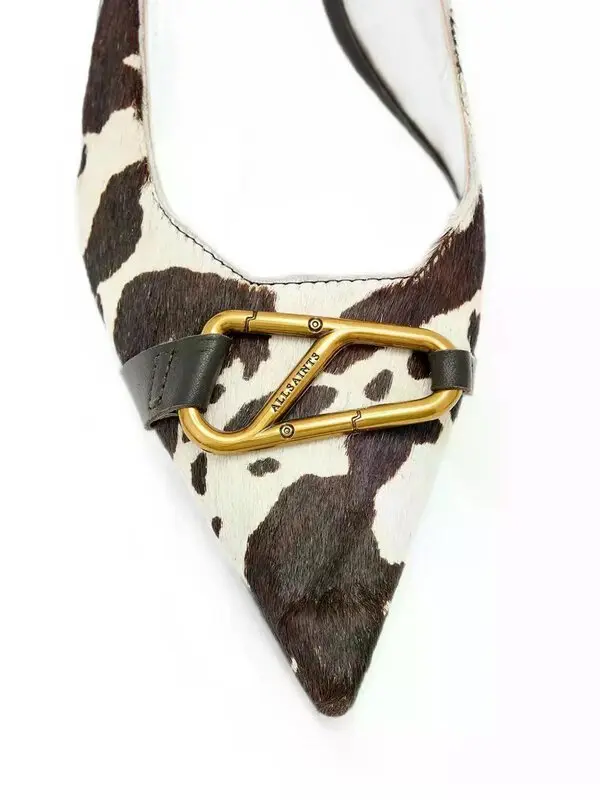 ALLSAINTS Hera Cow-print Buckled Slingback Pumps