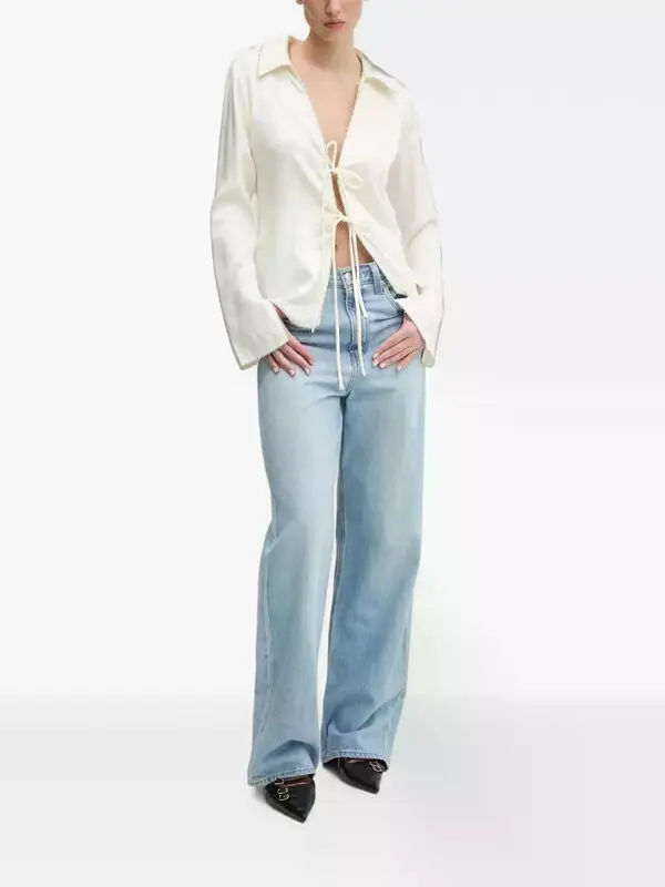 Desigual Tie-front Embroidered Long-sleeve Blouse