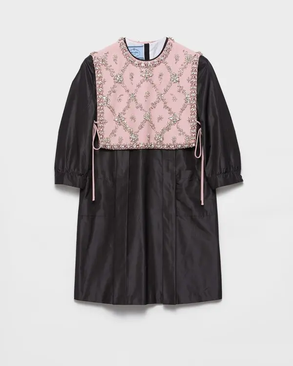 Prada Embroidered Taffeta Mini-dress