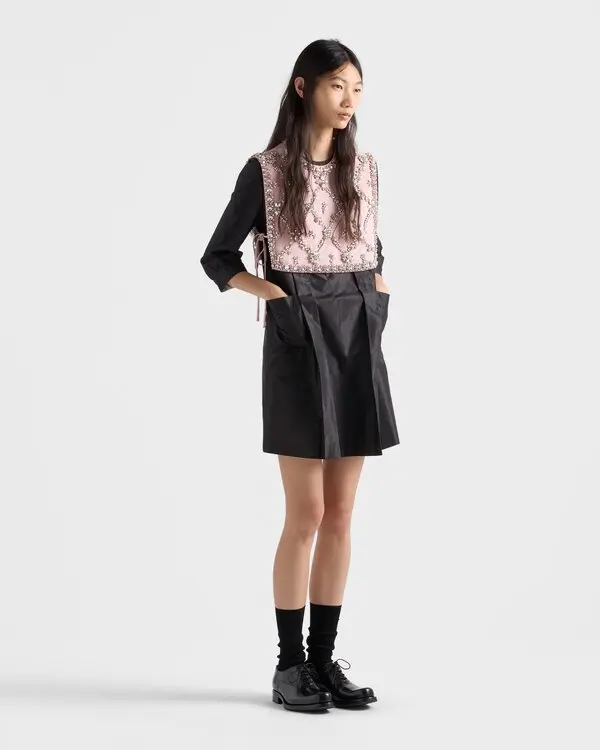 Prada Embroidered Taffeta Mini-dress