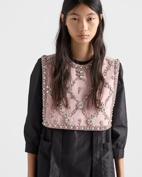 Prada Embroidered Taffeta Mini-dress