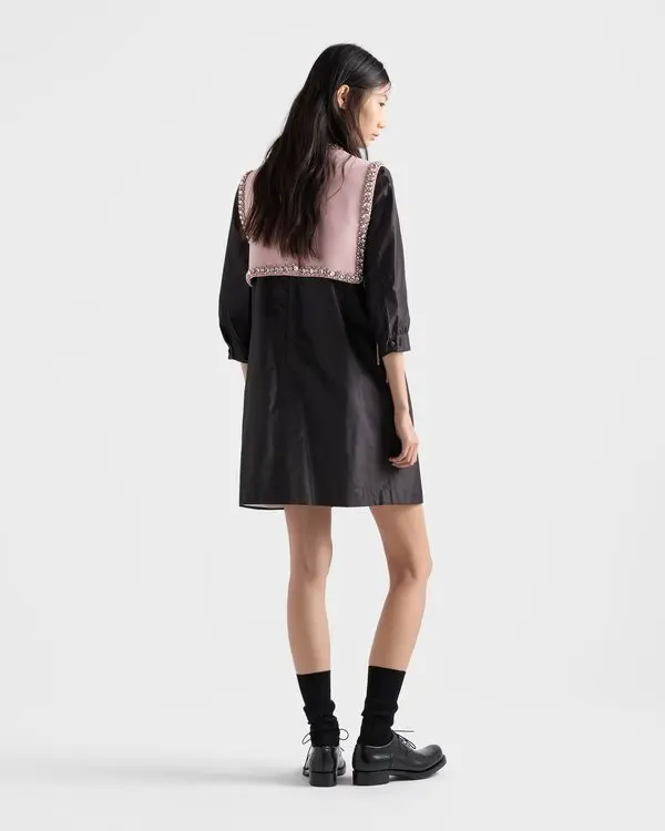 Prada Embroidered Taffeta Mini-dress