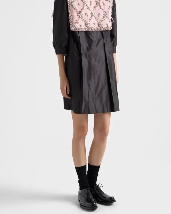Prada Embroidered Taffeta Mini-dress