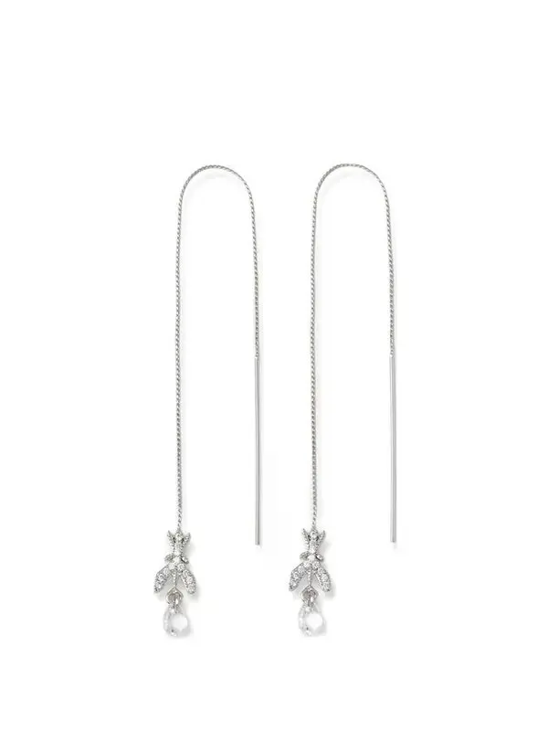 Patrizia Pepe Fly Crystal-embellished Threader Earrings - Silver