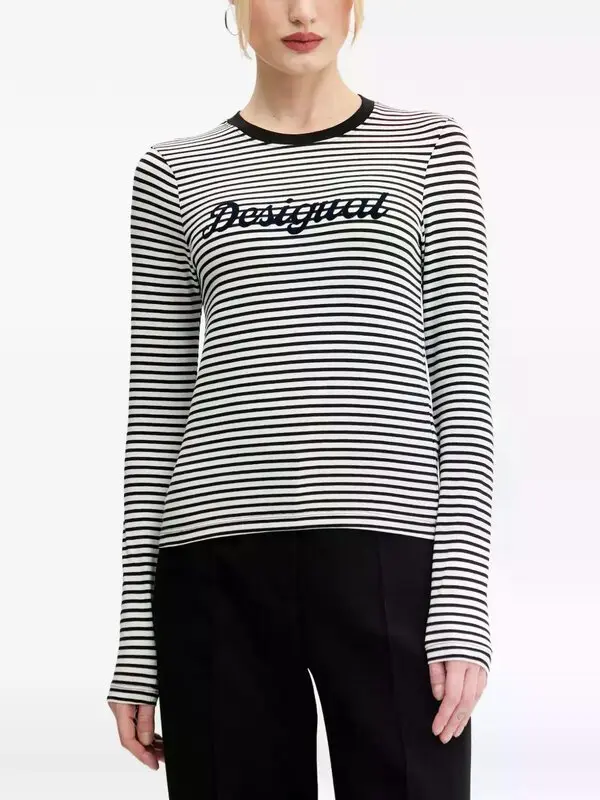 Desigual Striped Logo-print T-shirt
