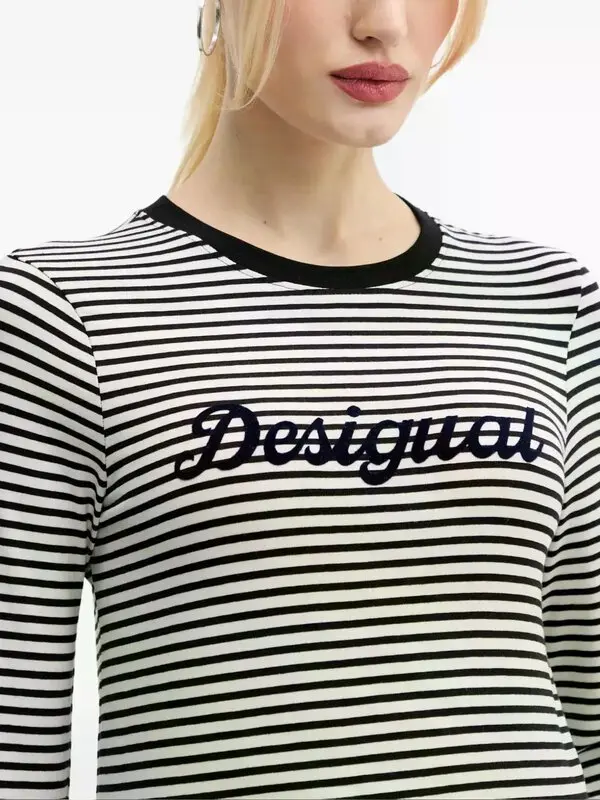 Desigual Striped Logo-print T-shirt