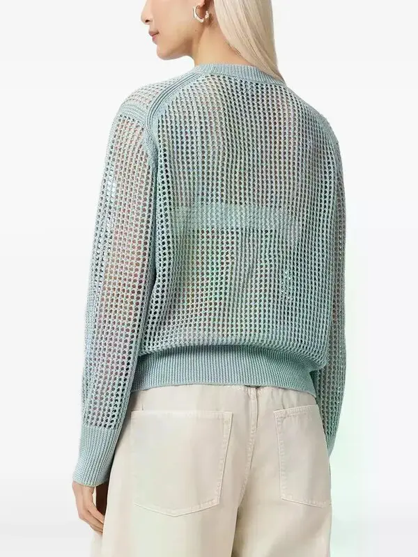ALLSAINTS Raelyn Mesh Logo-patch Sweater - Blue