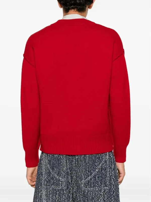 AMI Paris De Coeur Logo Intarsia-knit Cardigan