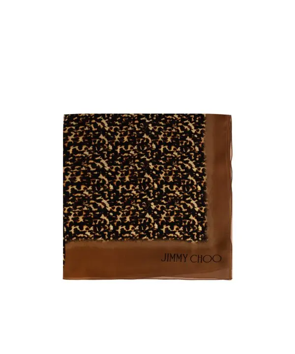 JIMMY CHOO Patterned Silk Scarf - Brown