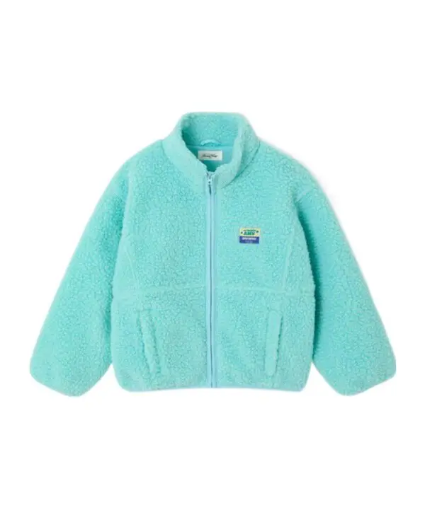 American Vintage Long Sleeve Fleece Jacket With Stand Collar And Logo Patch