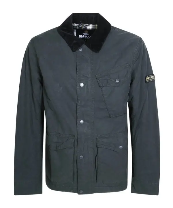 Barbour Logo Patch Jacket With Corduroy Collar And Cuffs - Green