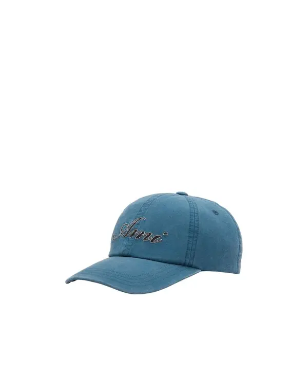 AMI Paris Embroidered Cap - Royal Blue Wash