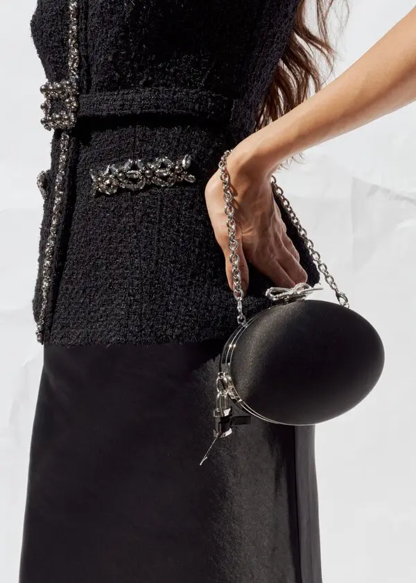 SELF-PORTRAIT Satin Oval Clutch