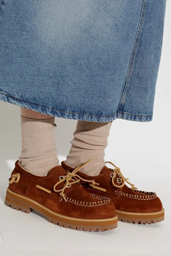 Moschino Suede Whipstitch-trim Loafers