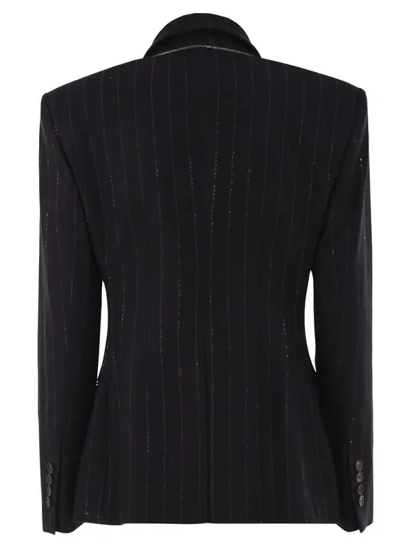 Brunello Cucinelli Double-breasted Pinstripe Blazer With Sequins