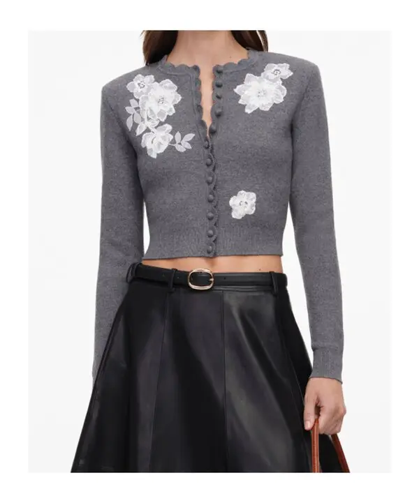 SELF-PORTRAIT Lace Flower Knit Cardigan