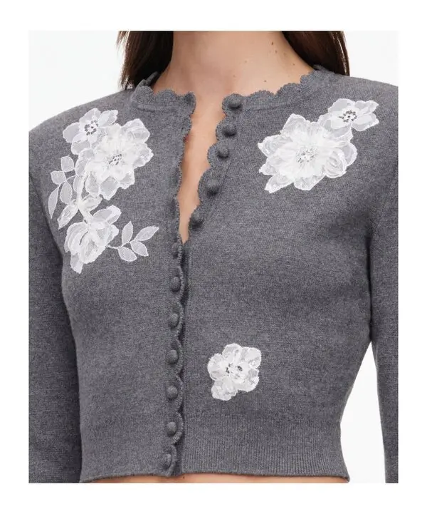 SELF-PORTRAIT Lace Flower Knit Cardigan