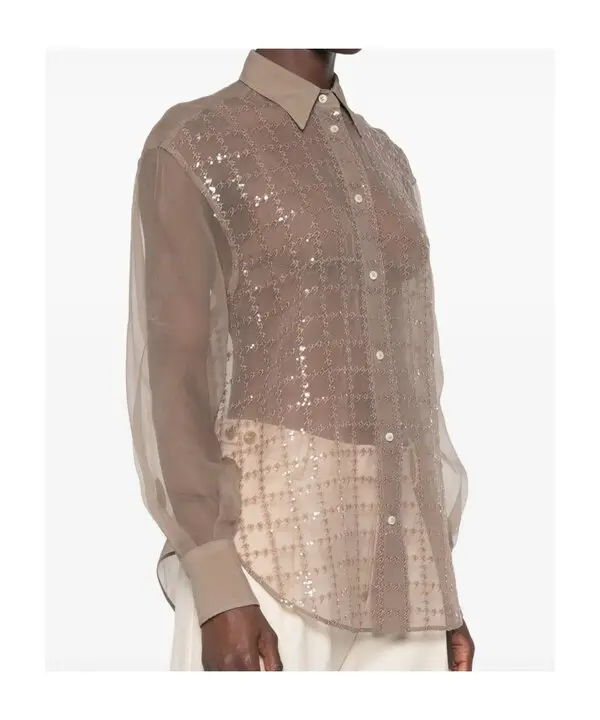 Brunello Cucinelli Sequin-embellished Semi-sheer Shirt