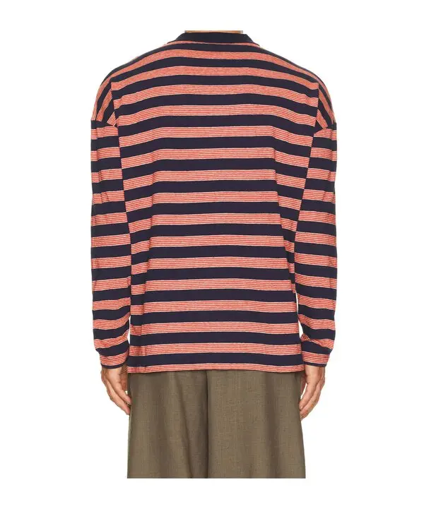 JIL SANDER Striped Embroidered Long Sleeve T-shirt