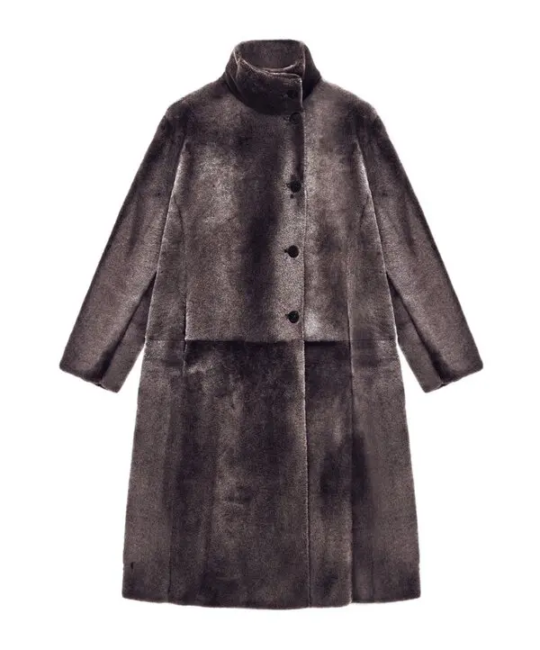 Giorgio Armani Coat Reversible Regular Fit In Shearling With Horn Buttons