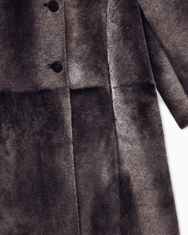 Giorgio Armani Coat Reversible Regular Fit In Shearling With Horn Buttons