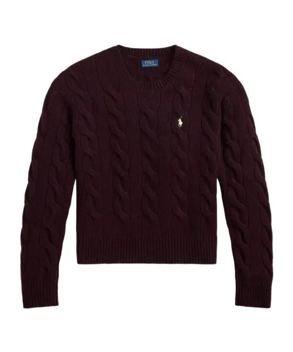 Polo Ralph Lauren Cable-knit Crew Neck Sweater With Embroidered Logo - Black