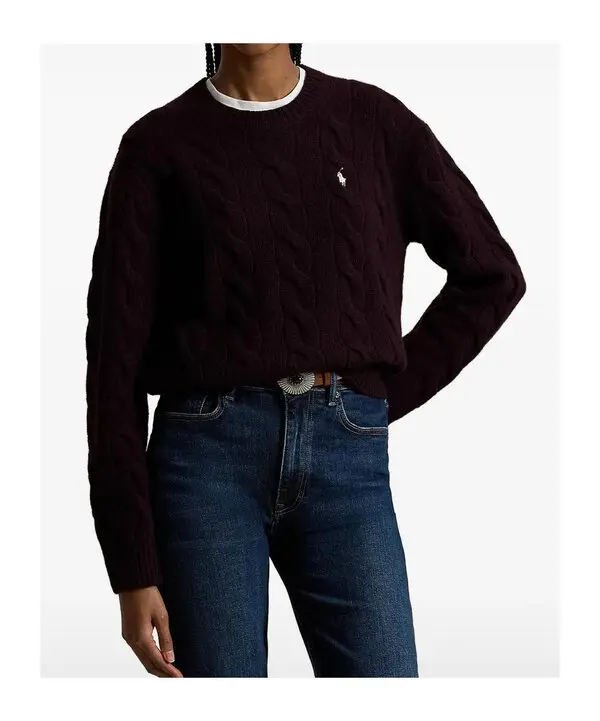 Polo Ralph Lauren Cable-knit Crew Neck Sweater With Embroidered Logo