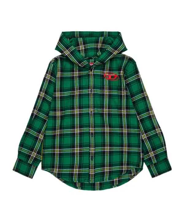 DIESEL® Check-pattern Hooded Shirt