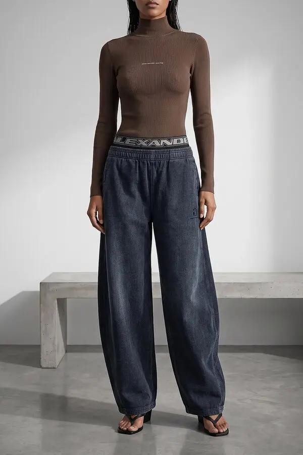 Alexander Wang Jacquard Logo Long Sleeve Turtleneck
