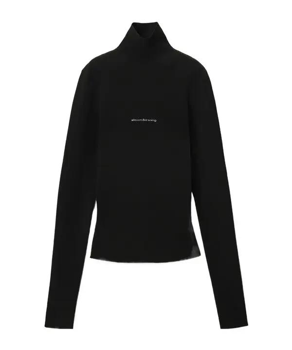 Alexander Wang Jacquard Logo Long Sleeve Turtleneck
