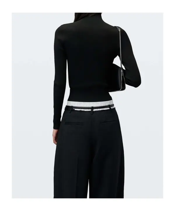 Alexander Wang Jacquard Logo Long Sleeve Turtleneck