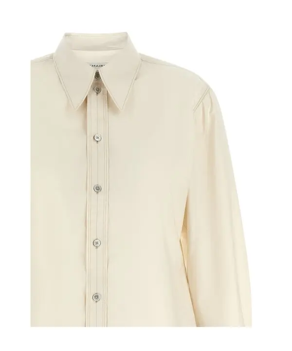 LEMAIRE Pointed Collar Shirt In Washed Cotton And Silk - Faint Frost