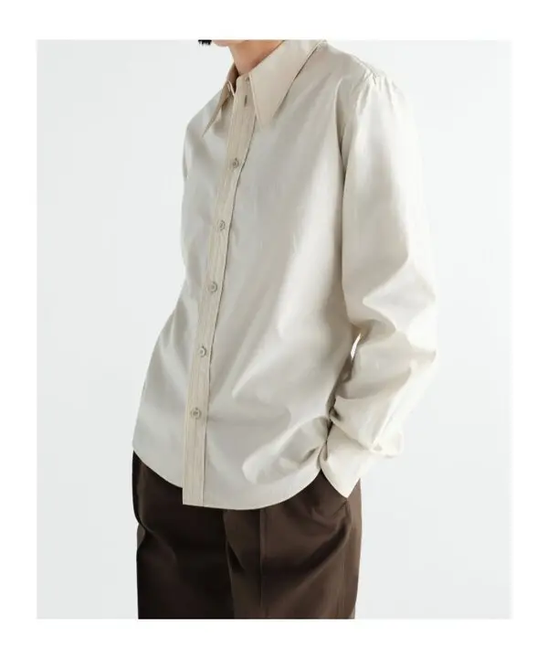 LEMAIRE Pointed Collar Shirt In Washed Cotton Silk