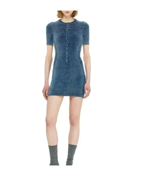 DIESEL® Short Dress In Indigo Boucle Knit