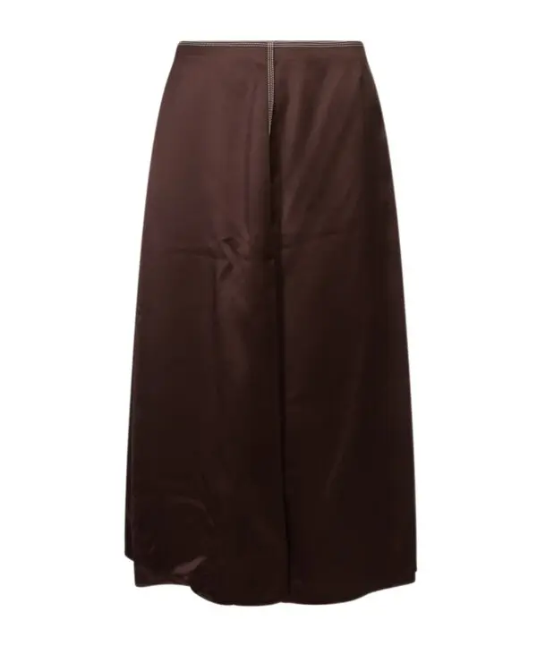 Marni Contrast Stitched Satin Midi Skirt - No