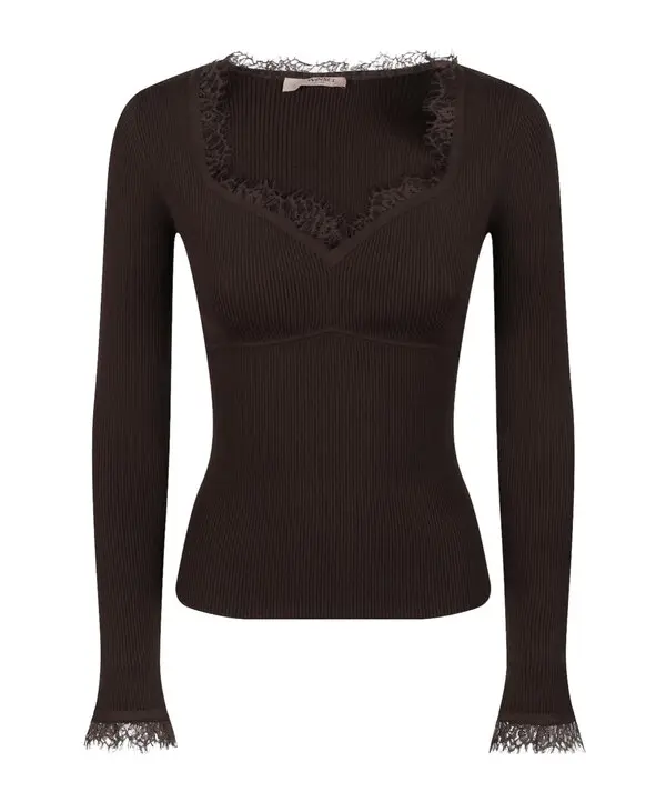 TWINSET Form-fitting Lace Knit Top