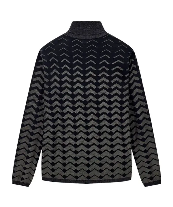 Emporio Armani Two-tone Chevron Pattern Turtleneck Knitted Jumper