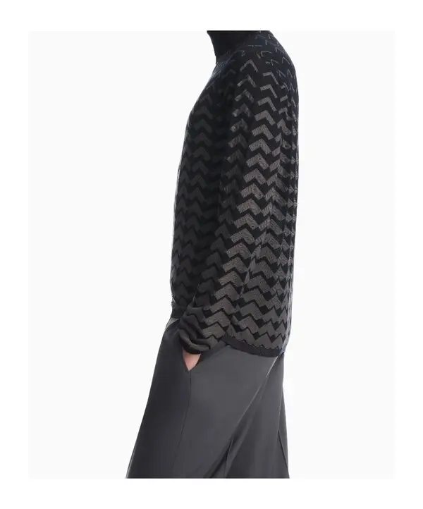 Emporio Armani Two-tone Chevron Pattern Turtleneck Knitted Jumper