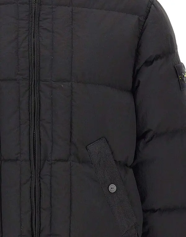 Stone Island Padded Hooded Zip-up Jacket - Black