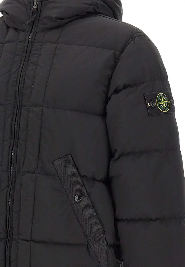 Stone Island Padded Hooded Zip-up Jacket - Black