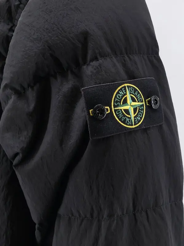 Stone Island Padded Hooded Zip-up Jacket - Black