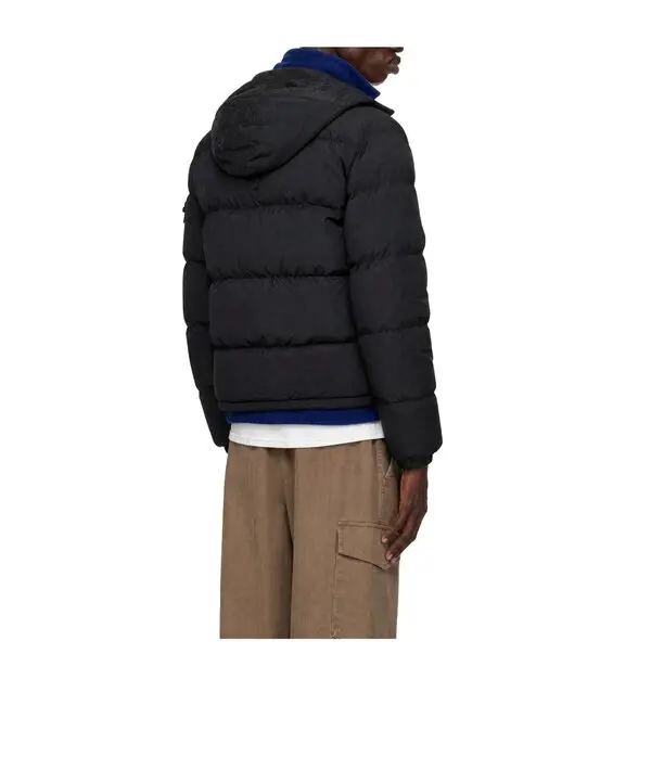 Stone Island Padded Hooded Zip-up Jacket - Black